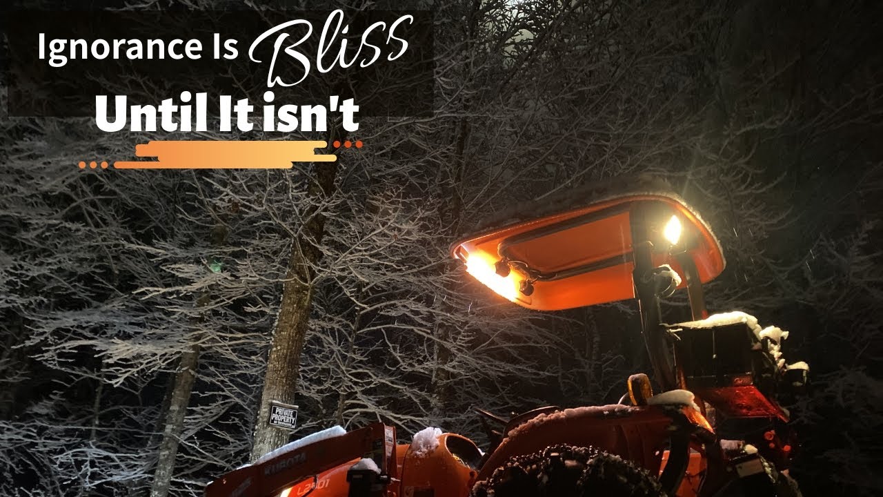 Kubota Tractor Pushing Snow | Snow Removal At Night | Plowing Snow ...