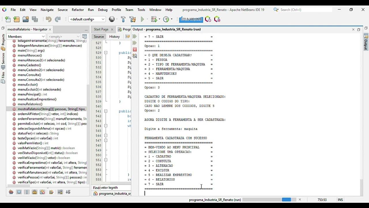 programa Industria SR Renato - NetBeans IDE - YouTube