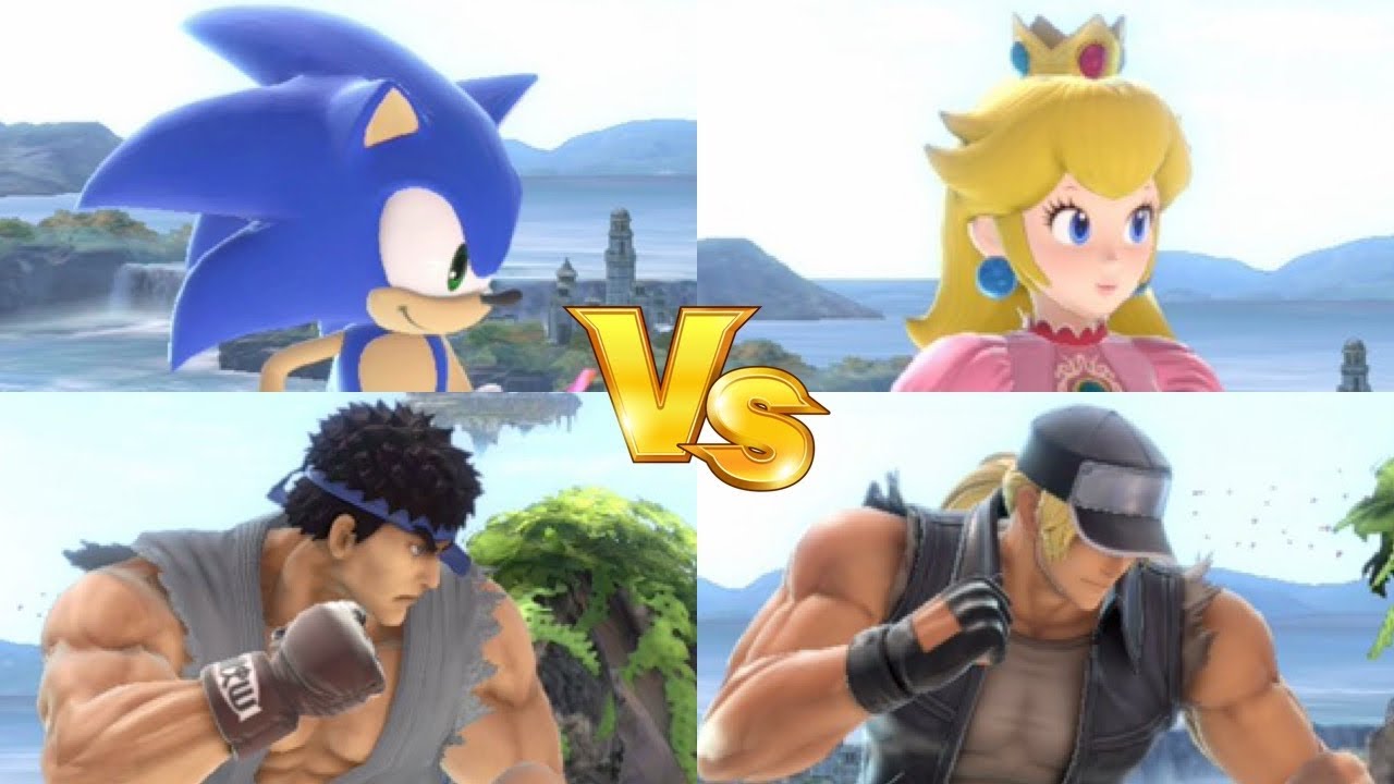 SSBU - Sonic and Peach vs Evil Ryu and Evil Terry - YouTube