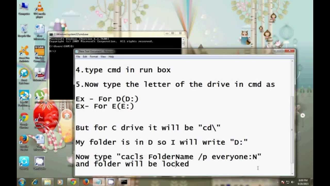 Tutorial How To Lock Folder Using Cmd Youtube