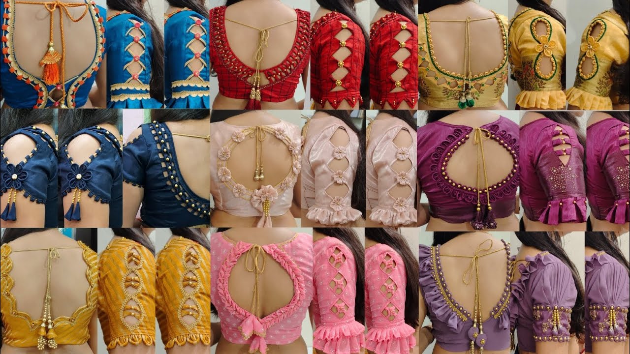 💯 Blouse back neck designs and sleeves design /blouse design back side ...