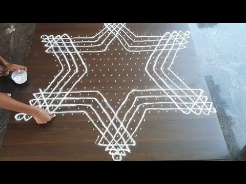 Star Design Neli Kolam 22*15 dots | Big Sikku kolam - YouTube