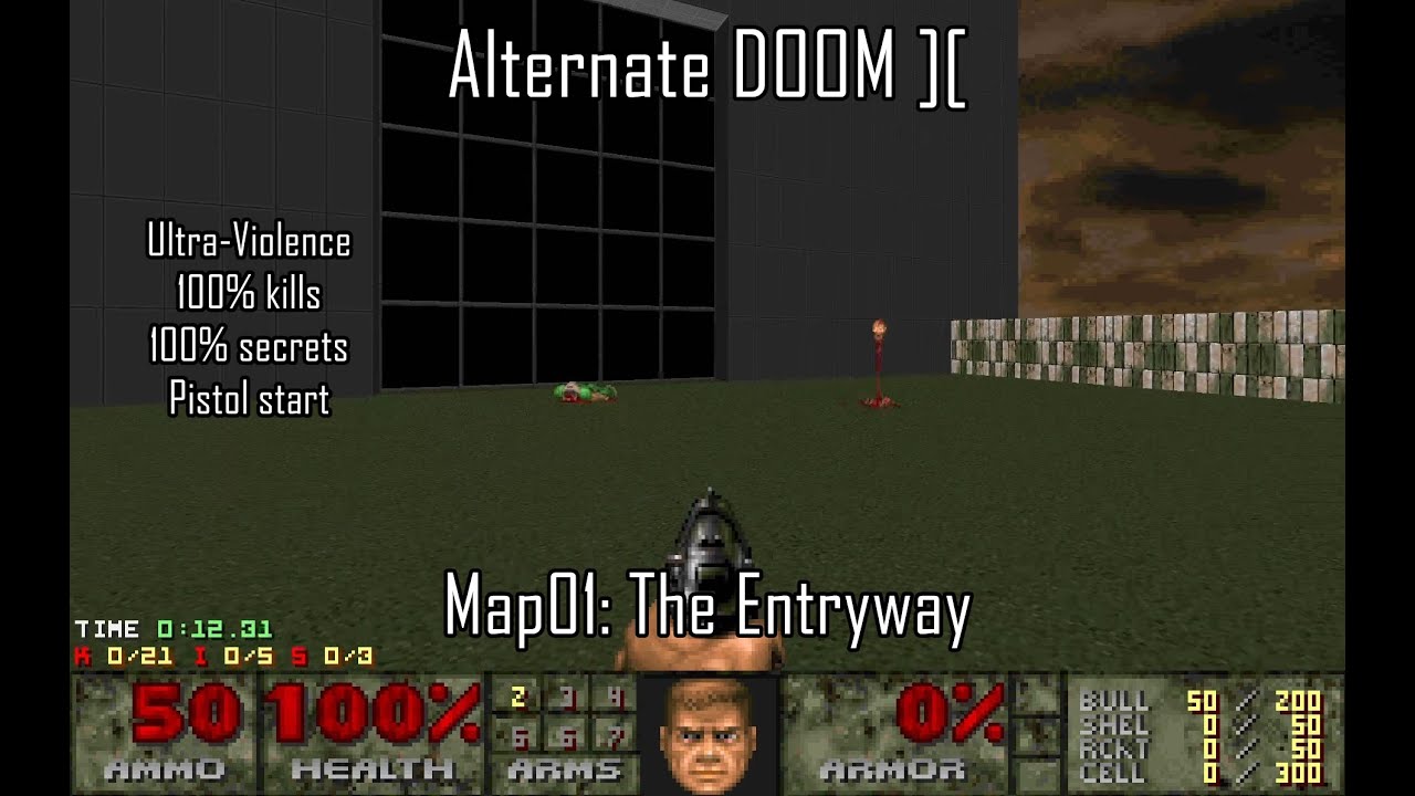Doom II: Alternate DOOM ][ - Map01: The Entryway (UV-MAX) - YouTube