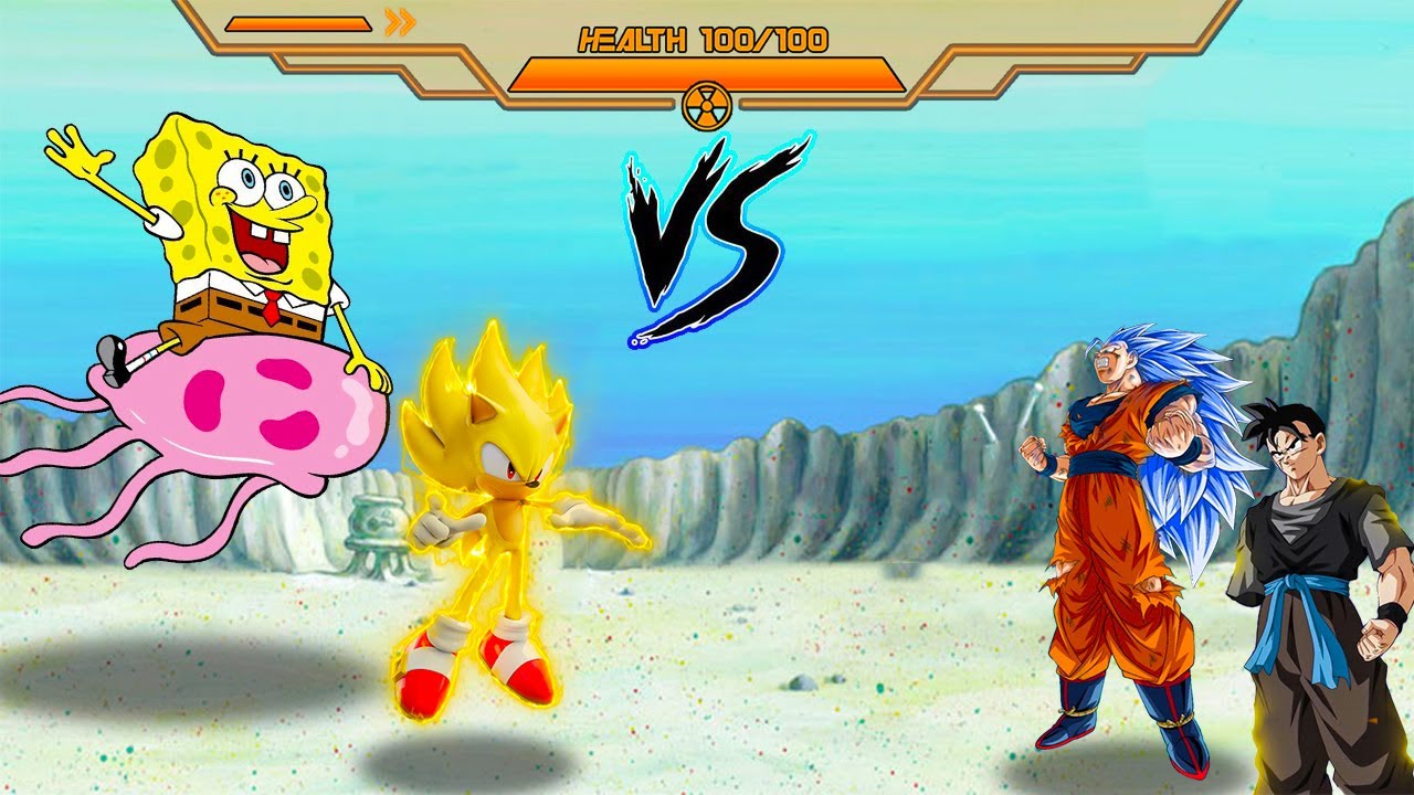 Spongebob Squarepants and Super Sonic vs Son Goku SS3 Blue and Future ...