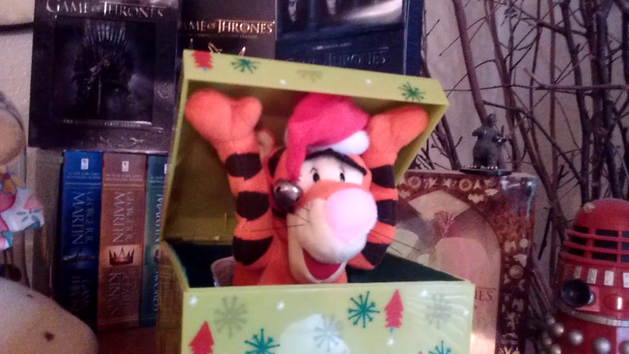 Gemmy pop up Christmas Tigger present - YouTube