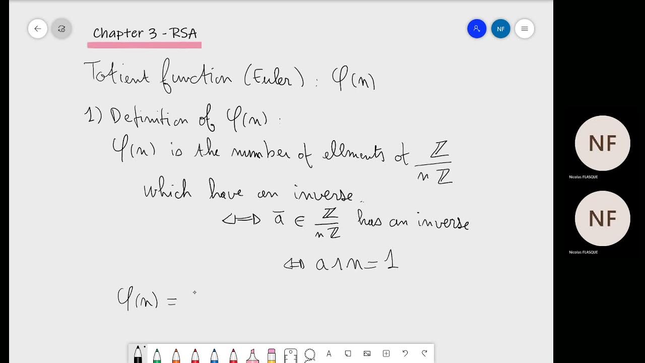 RSA video 1 totient function definition - YouTube