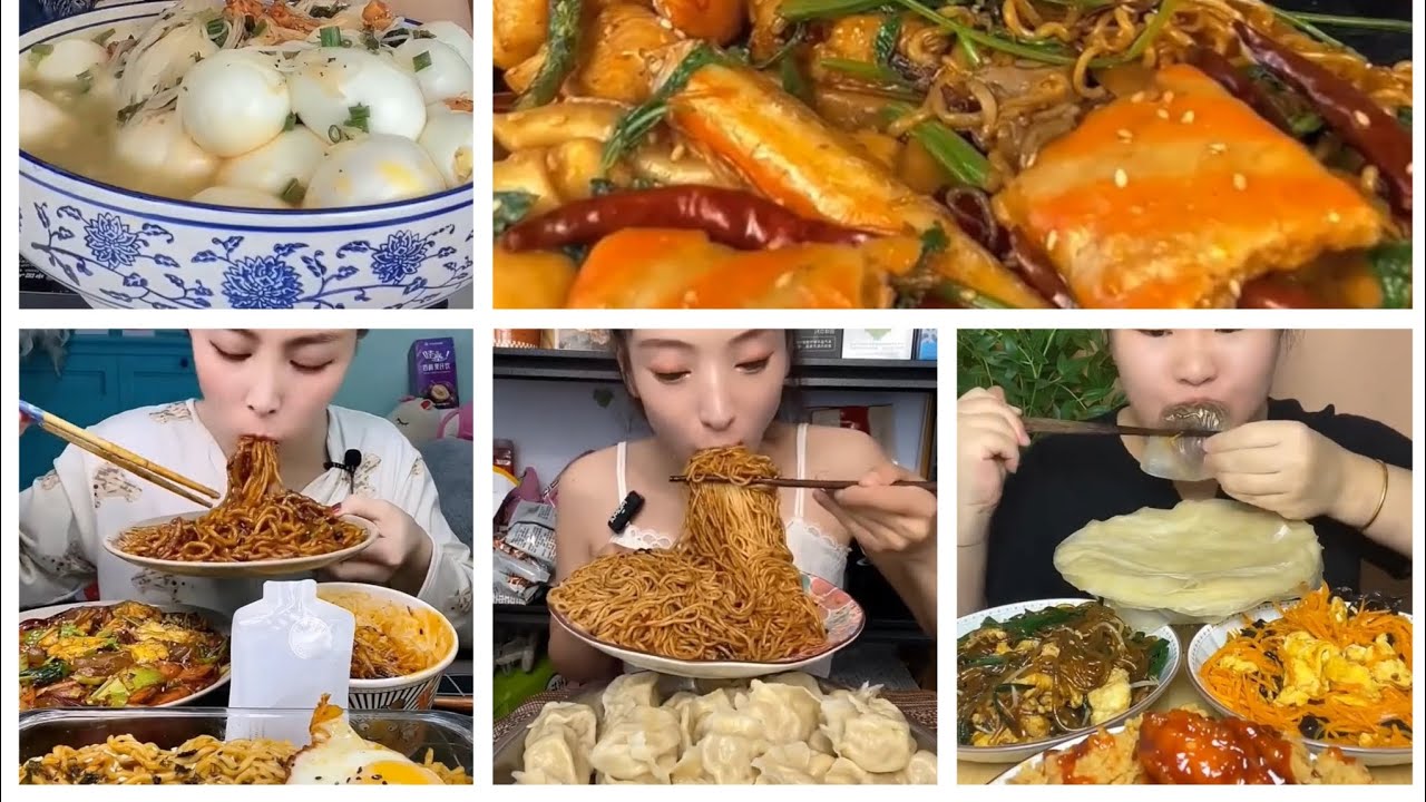 Mukbang ASMR, Fastest eating complicated foods 132 🍜🍗🥩🥓 #mukbang - YouTube
