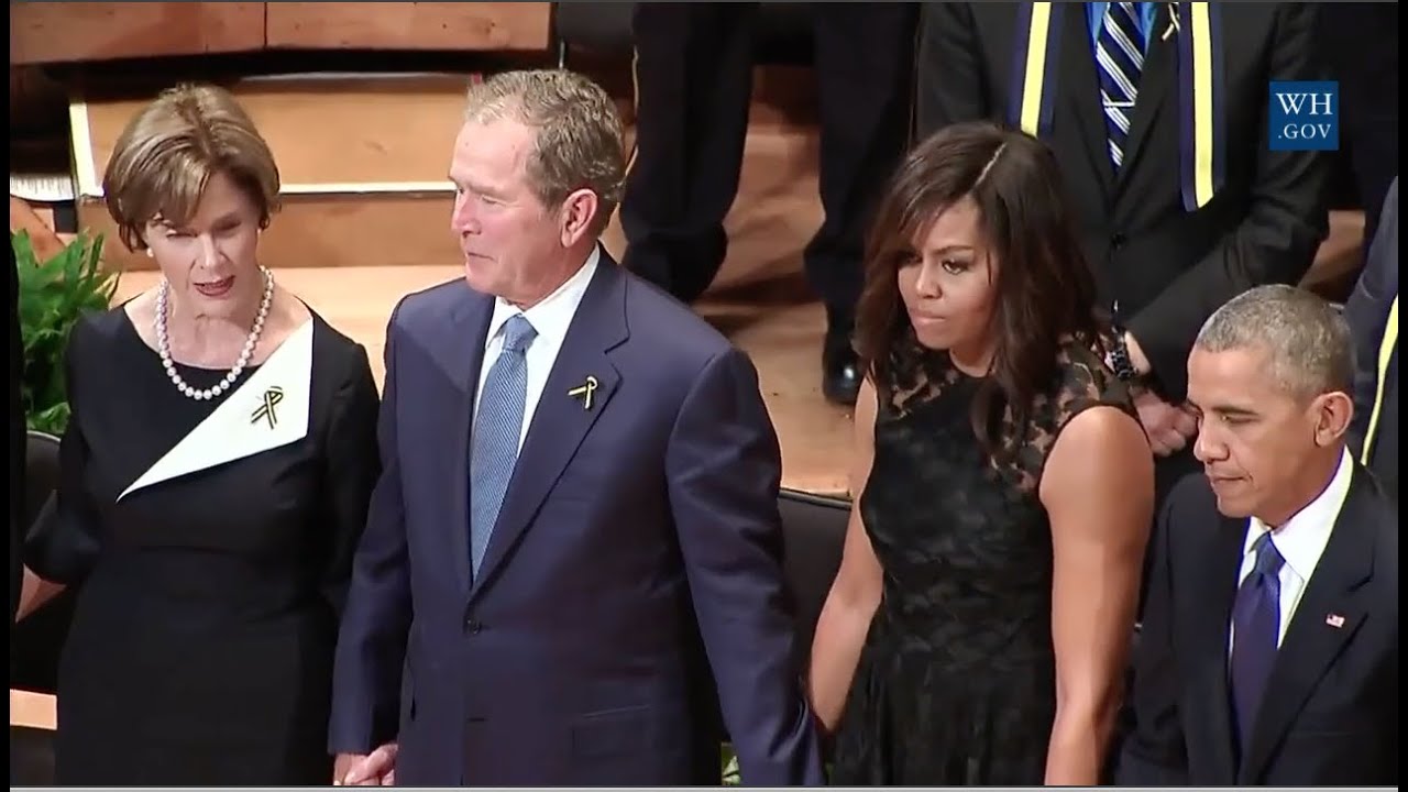 Bush, Obama Join Hands, Sing Glory Hallelujah At Dallas Police Memorial ...