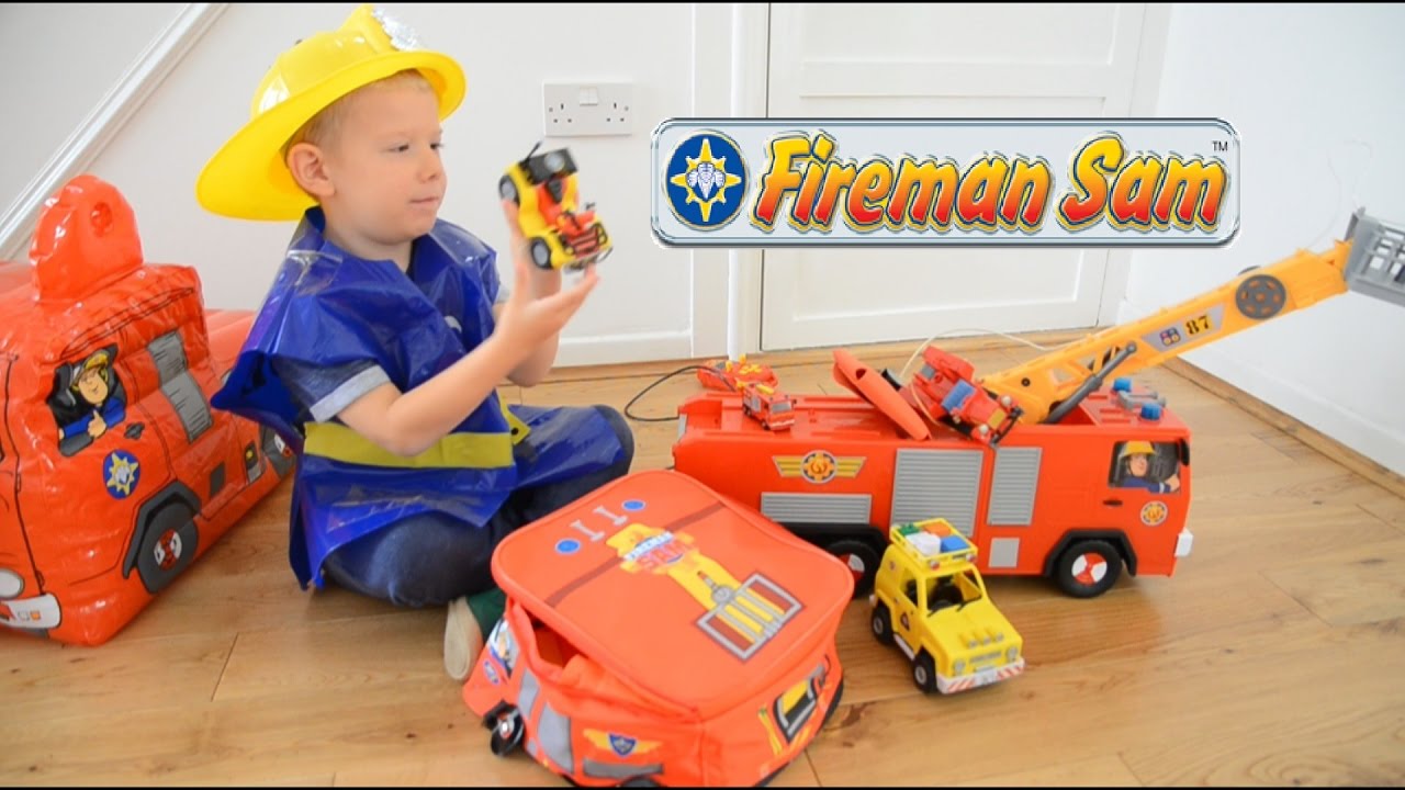 Fireman Sam Inflatable Fire Engine And Surprise Toys Kids fun video ...