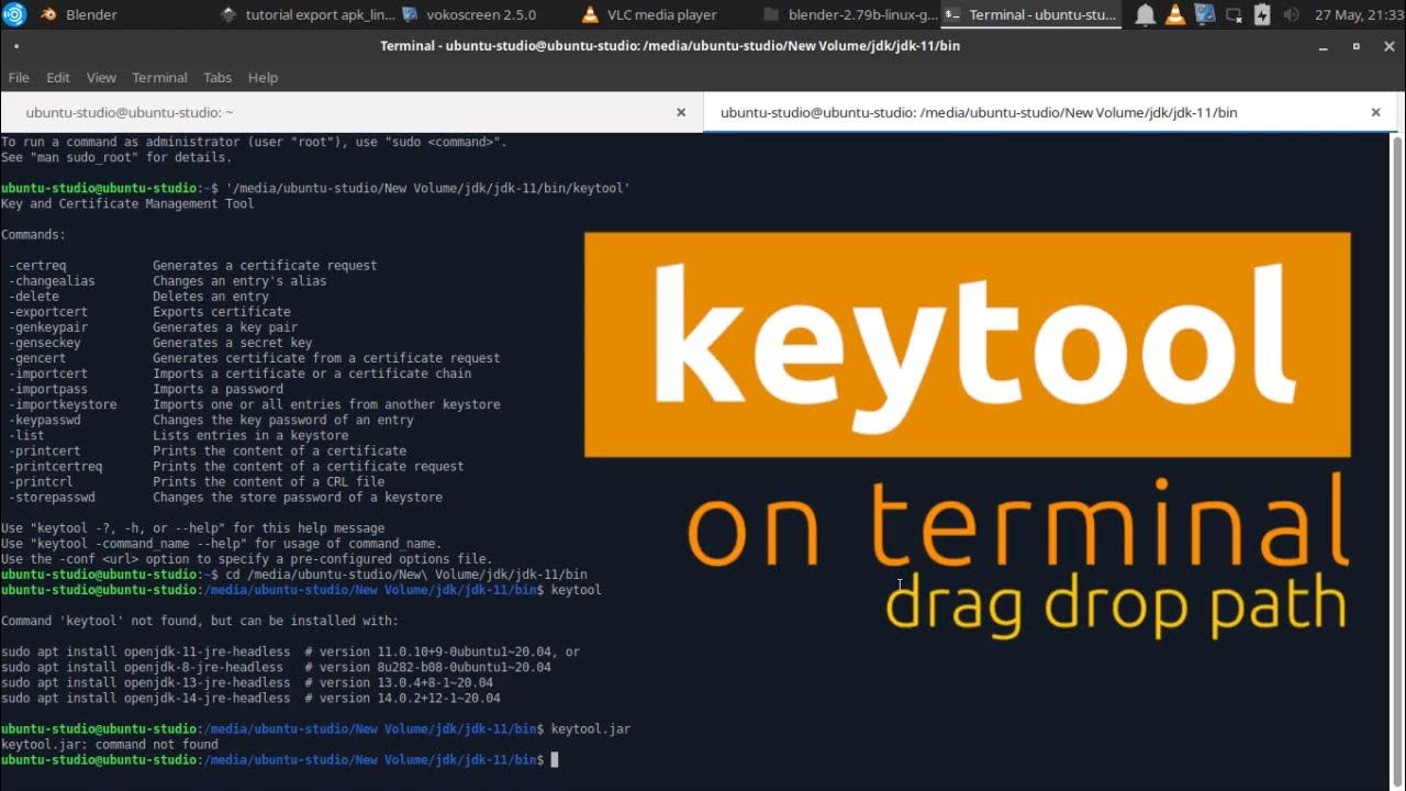 keytool on linux (live cd) Ubuntu studio - YouTube