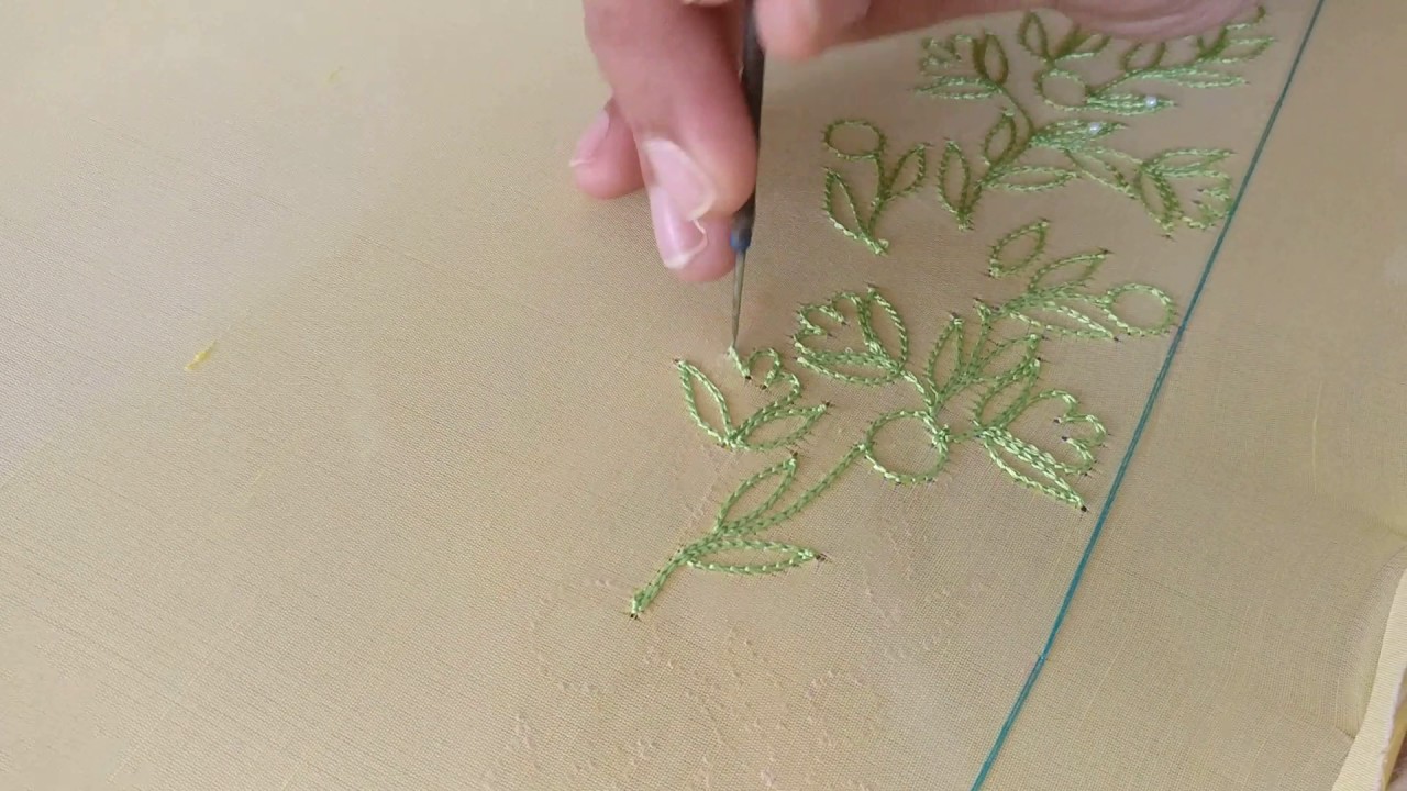 Basic Aari stitch outline for embroidery - YouTube