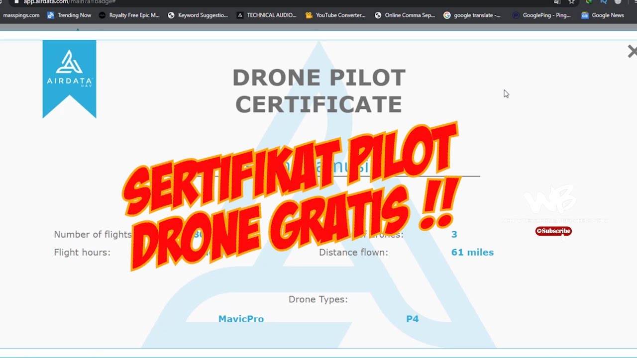 CARA DAPAT SERTIFIKAT PILOT DRONE GRATIS! - YouTube