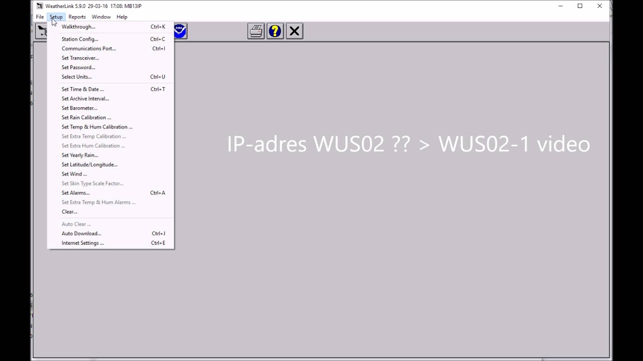 WUSxx #2 Connect weatherlink via WUSxx - YouTube