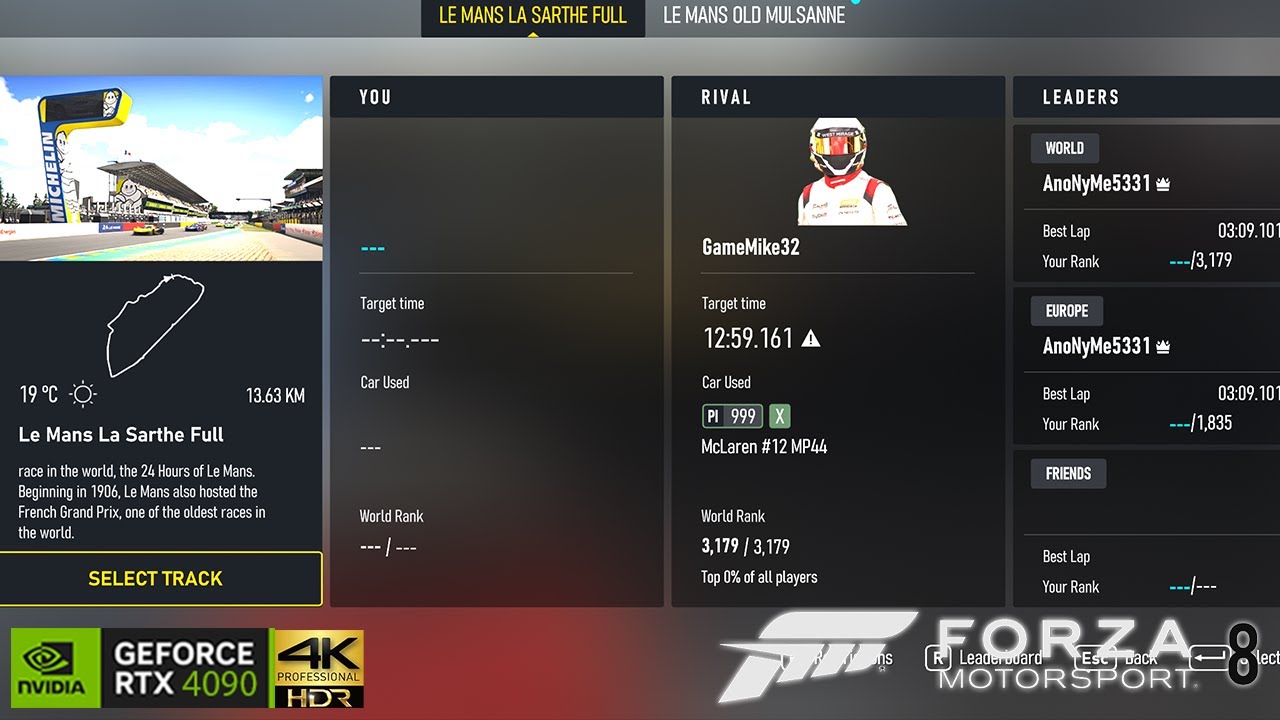 Forza Motorsport 2023 Rivals Class X time Attack at Le mans La Sarthe ...