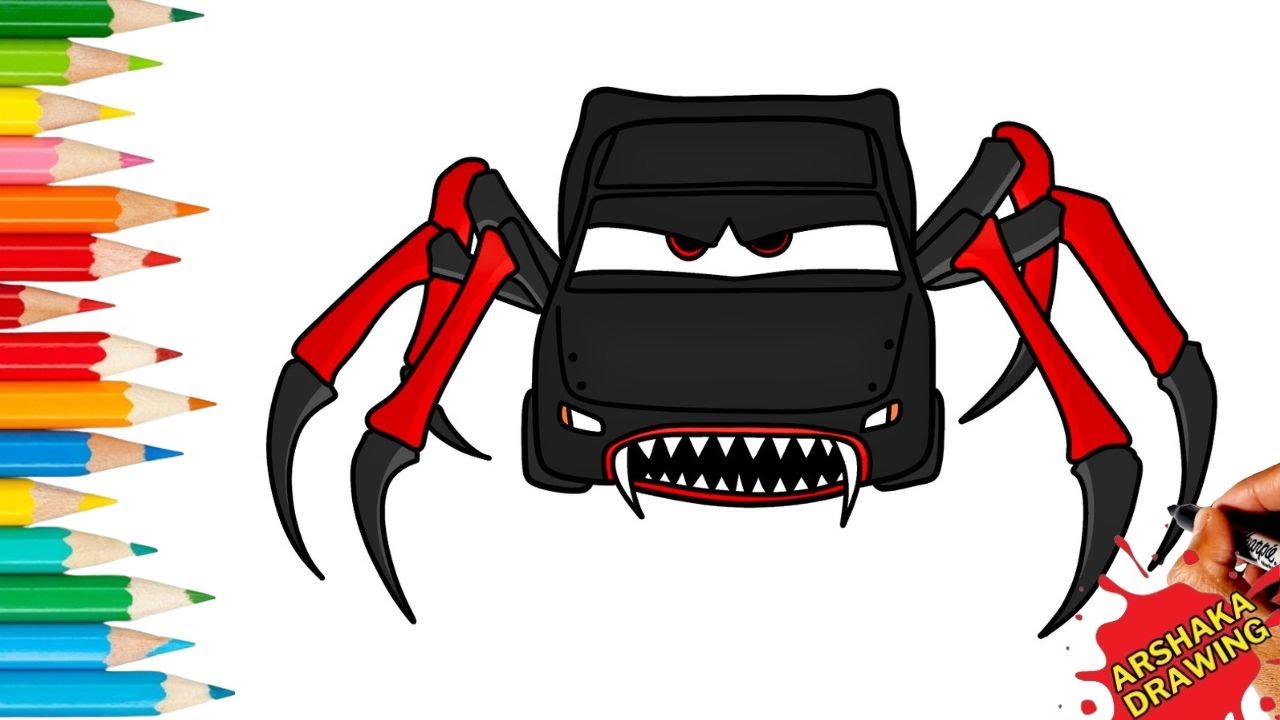 Drawing Lightning McQueen Evil Spider Eater Easy Step by Step # ...