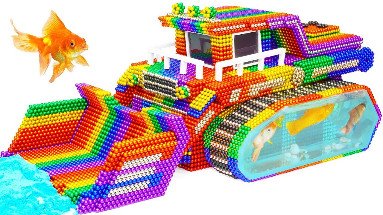 DIY - Build Colorful Bulldozer Fish Tank Aquarium From Magnetic Balls ...