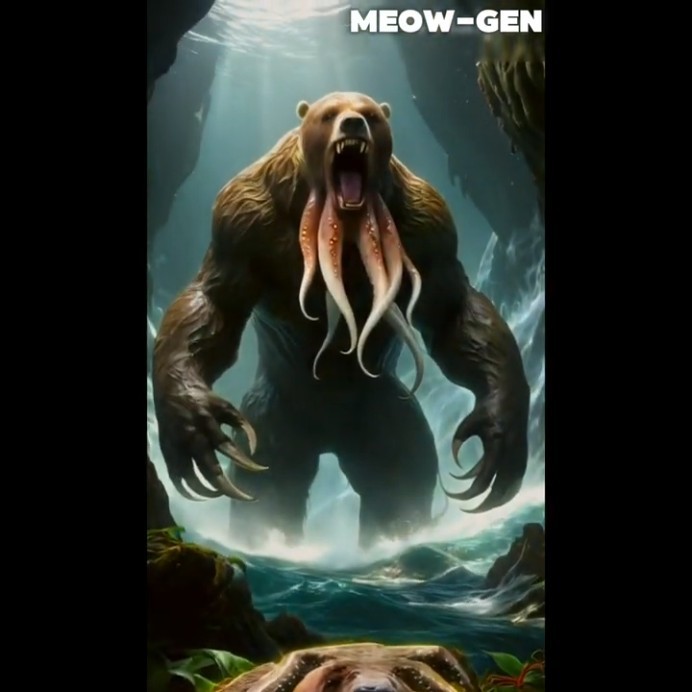 Incredible Animal Fusion: Giant squid and Grizzly bear fusion 🤯🧬 #short ...