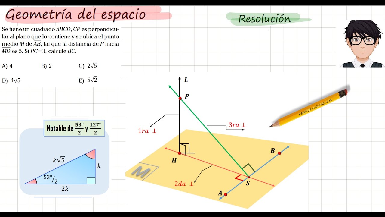 Teorema de la tercera perpendicular ( Ejemplo 1) - YouTube