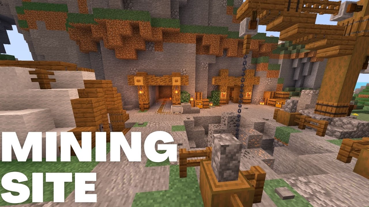 Minecraft: How To Make A Mining Site With A Crane - Tutorial - YouTube