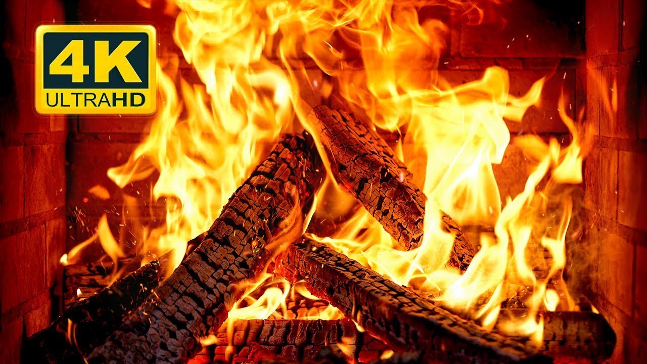Fireplace Ambience 4K UHD (24/7) Fireplace with Burning Logs and ...