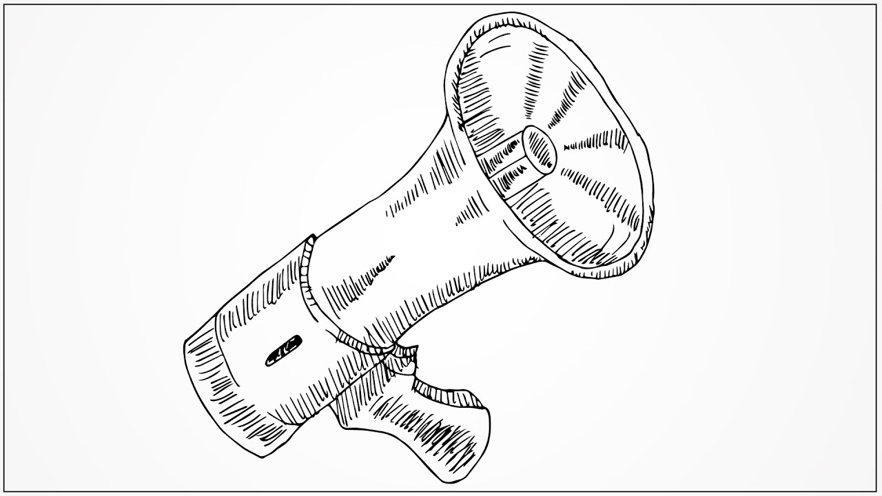How to draw a megaphone or announcement step by step - YouTube