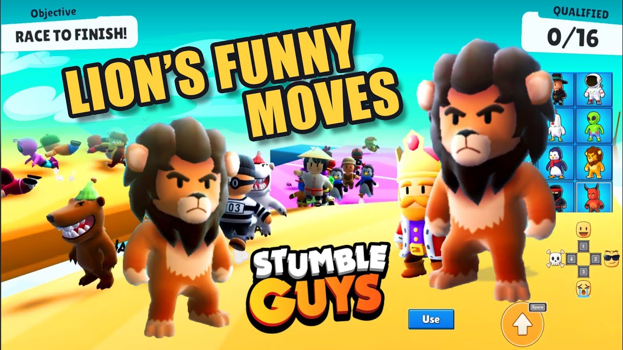 stumble guys the lion most funny moments - YouTube