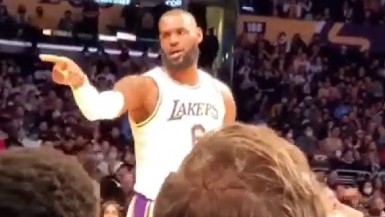 LeBron James to Lakers fan: "Shut yo b*tch ass up." - YouTube