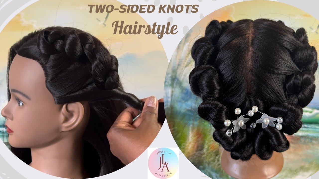 Two-Sided Knots Hairstyle || Coiffure Noeuds Double Face || Peinado Con ...