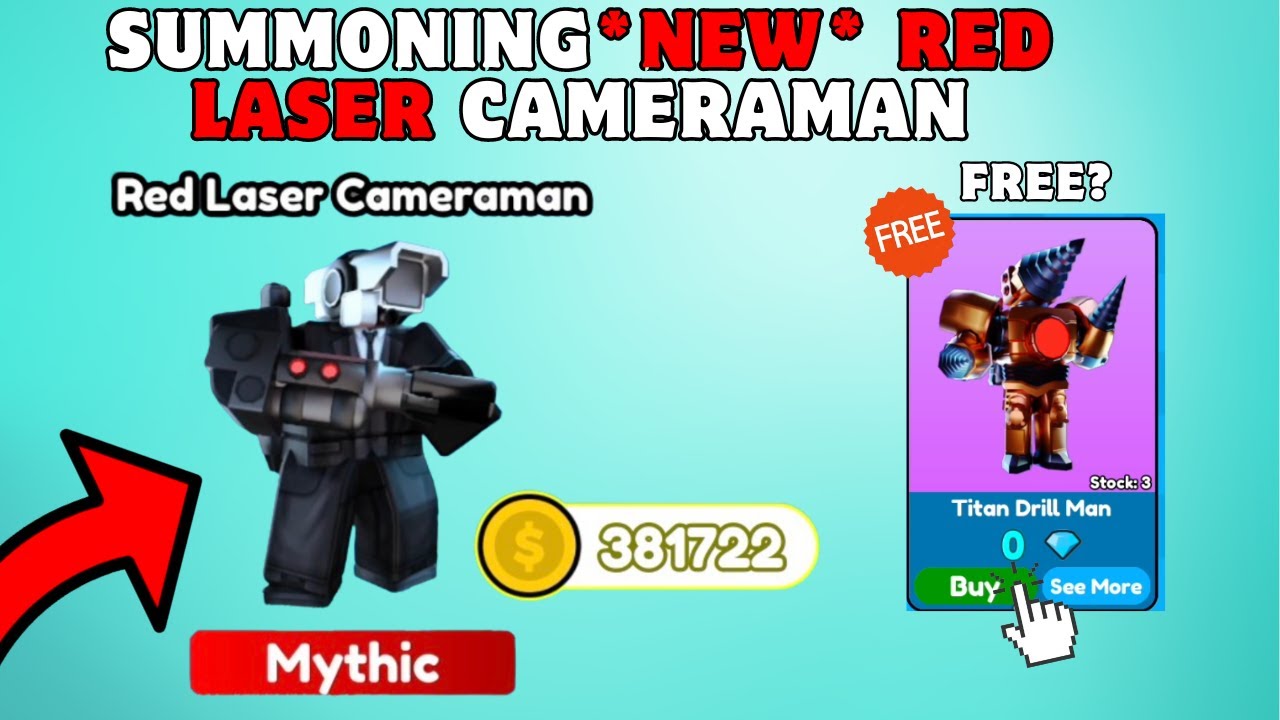 Spending Coins to Summon *NEW* Red Laser Cameraman? Free Titan Drillman ...