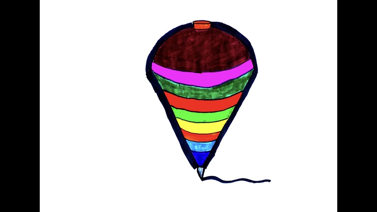 How to draw Top for kids easily/How to draw spinning top for kids step ...