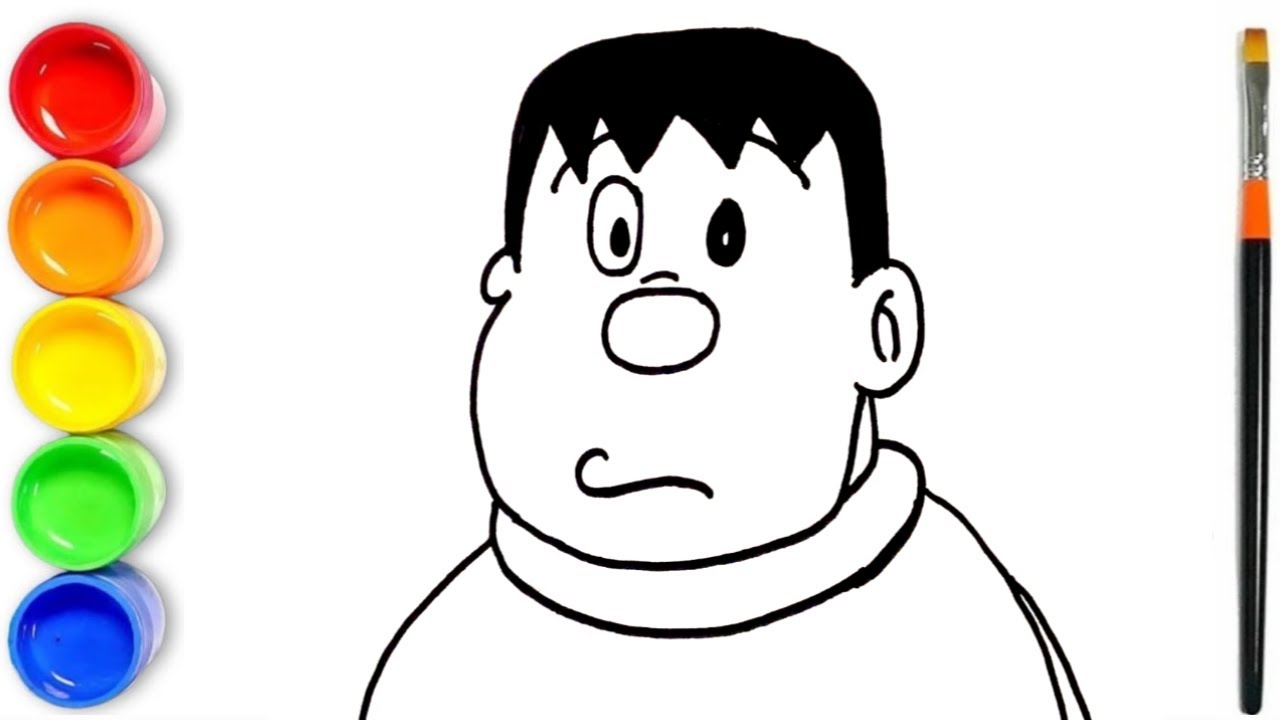 How to draw Gian from Doraemon | Step by Step | Cartoon Drawing - YouTube