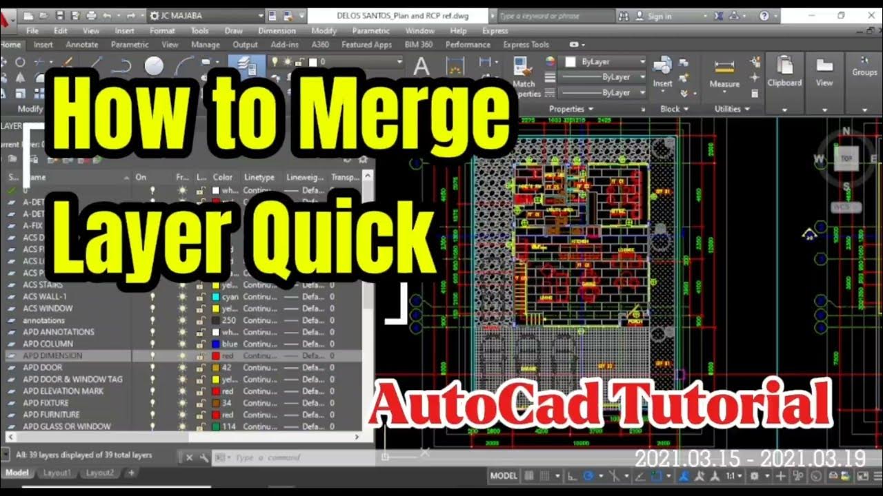 HOW TO MERGE LAYER ( AutoCad Tutorial ) - YouTube