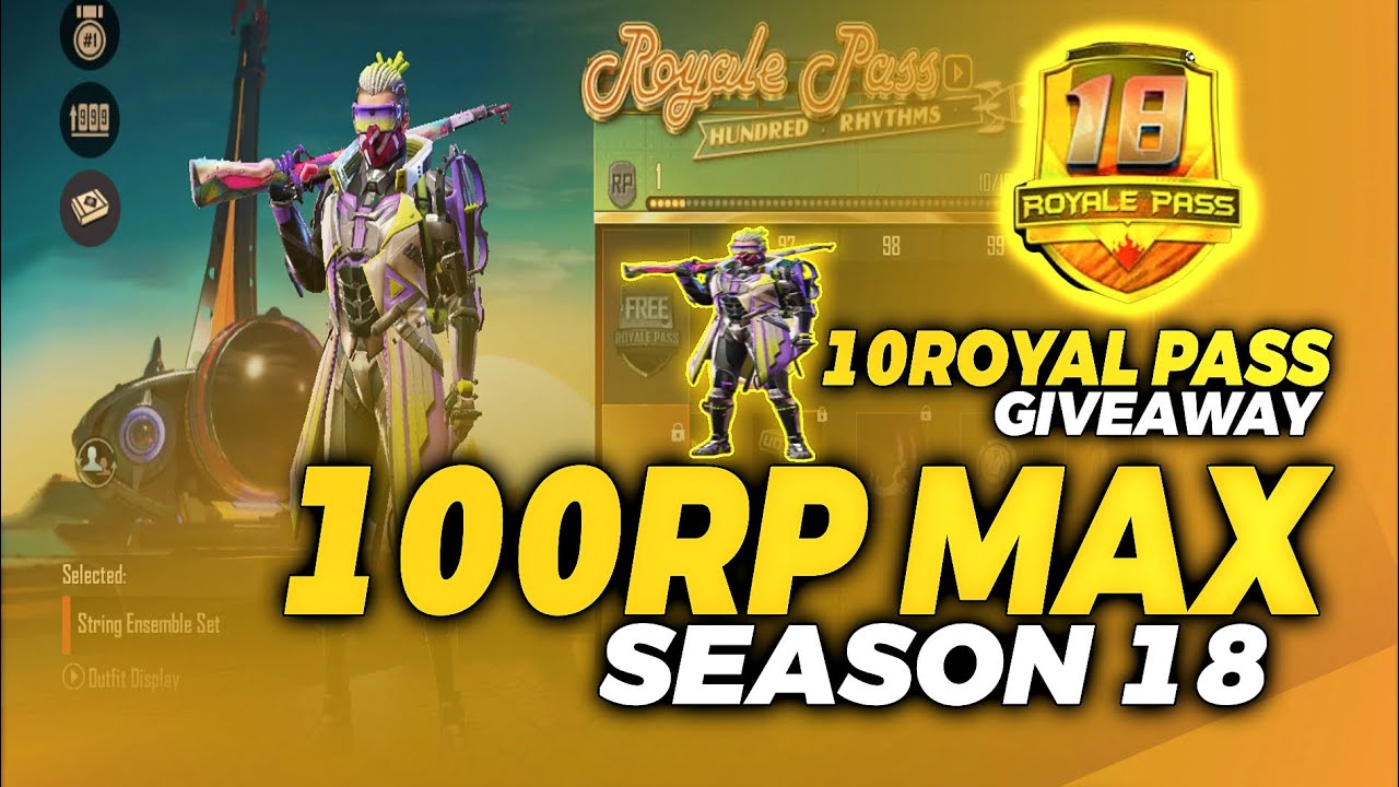 PUBG MOBILE SEASON 18 ROYAL PASS 100 RP MAXED - 10 Free Royal Pass Give ...