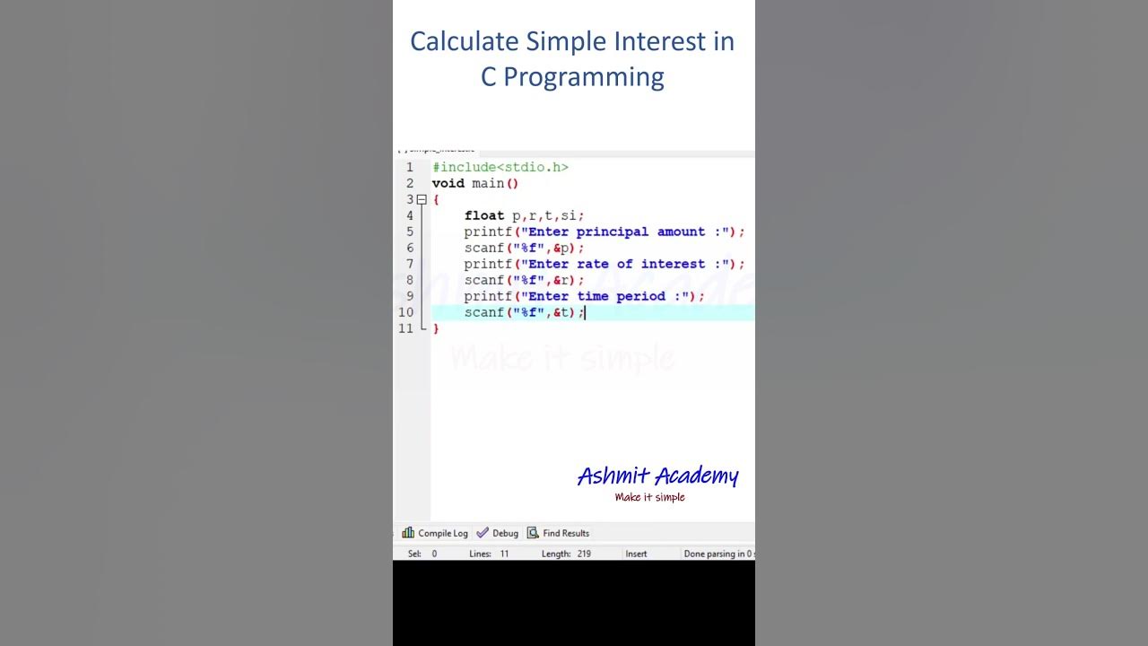 Learn C Programming Calculate Simple Interest Cprogramming Codingbeginner Simpleinterest
