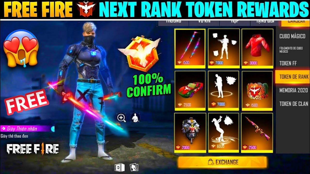 NEXT RANK TOKEN REWARDS IN FREE FIRE | FREE FIRE NEW EVENT | SEASON 23 ...