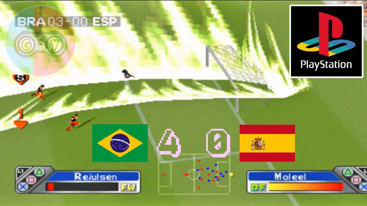 BRAZIL 4 - 0 SPANYOL | SUPER SHOT SOCCER | PLAYSTATION 1 GAMES | GAME ...