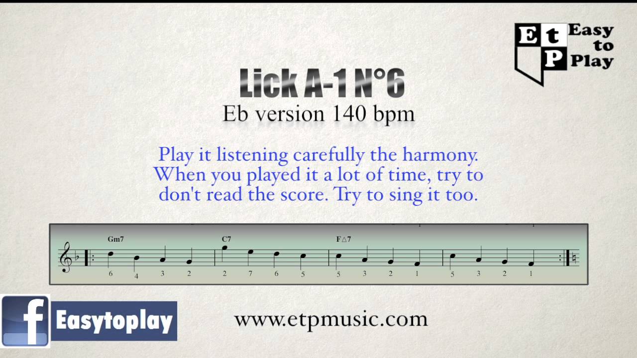 Jazz Saxophone Licks A1 - Exercise 6(140bpm) for alto sax, baritone sax ...