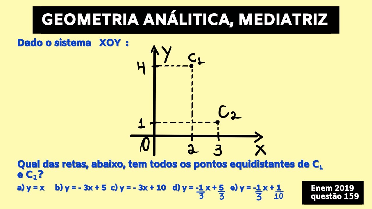Como calcular a mediatriz de um segmento em geometria analítica – Enem ...