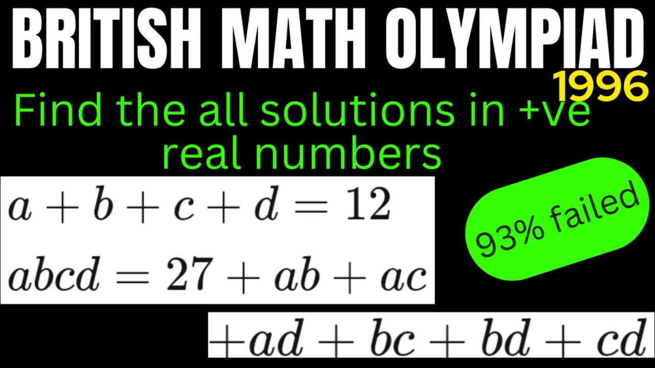 BRITISH MATHEMATICAL OLYMPIAD(BMO) - 1996: Solve the System - YouTube
