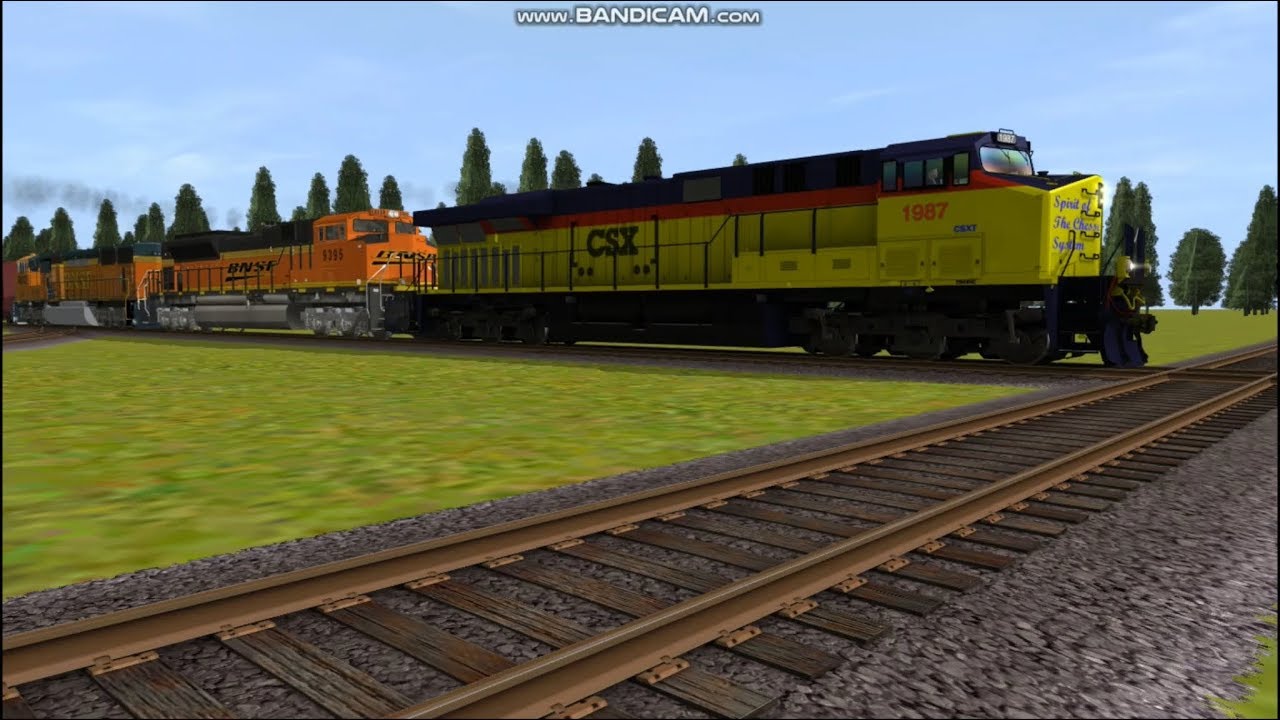 CSX 1987 leads CSX Train K139 on the Harrington Branch [Trainz] - YouTube