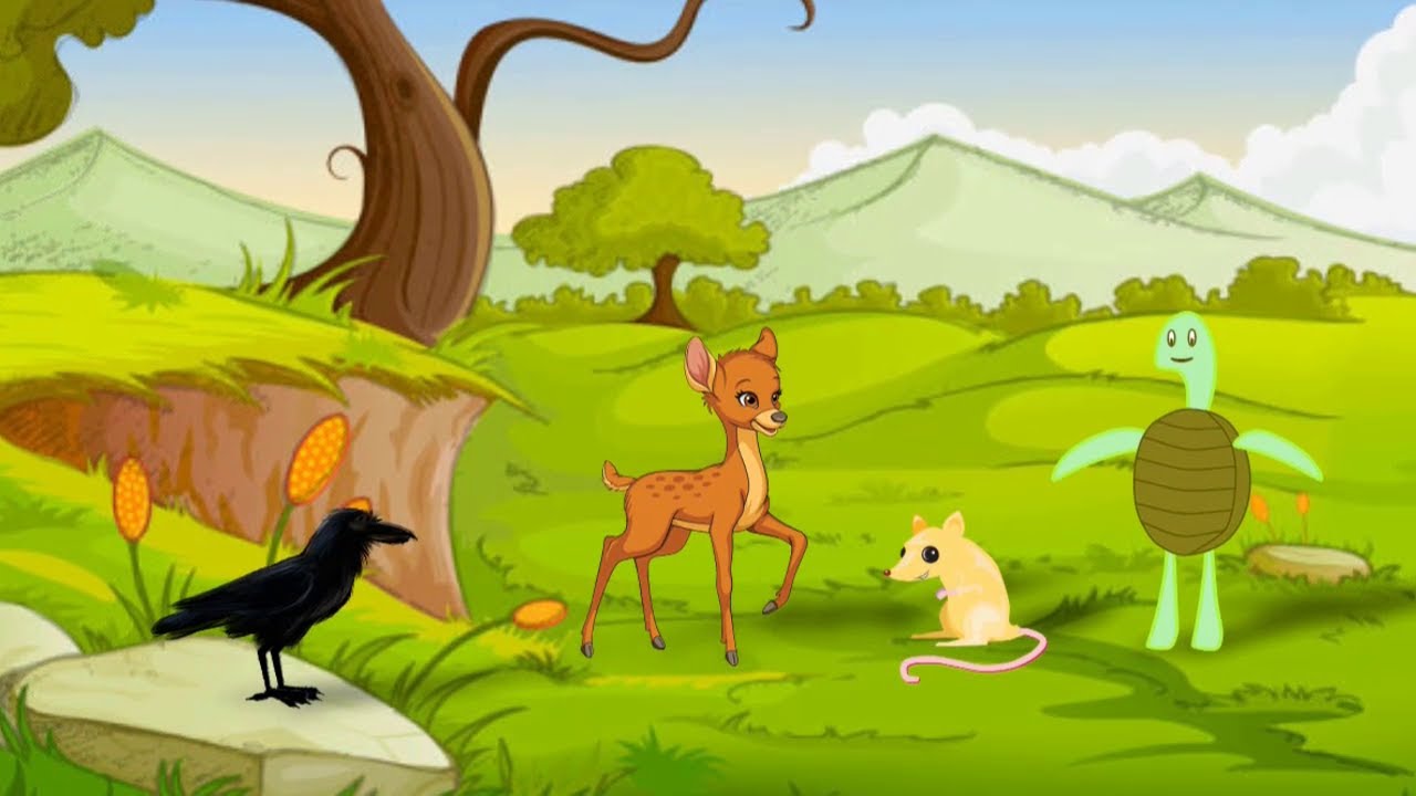 Moral Stories - Four Friends and A Hunter - YouTube