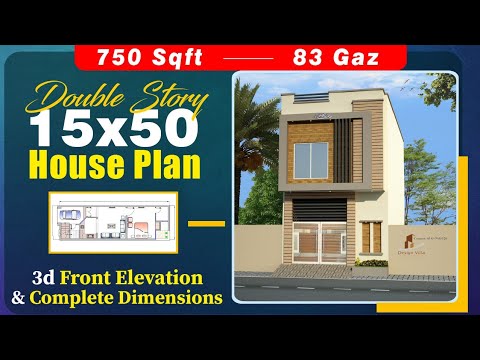15x50 House Design with 3D Front Elevation | 3BHK | Car Parking ...