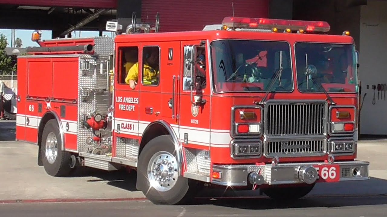 LAFD Engine 66 & Rescue 266 Responding - YouTube