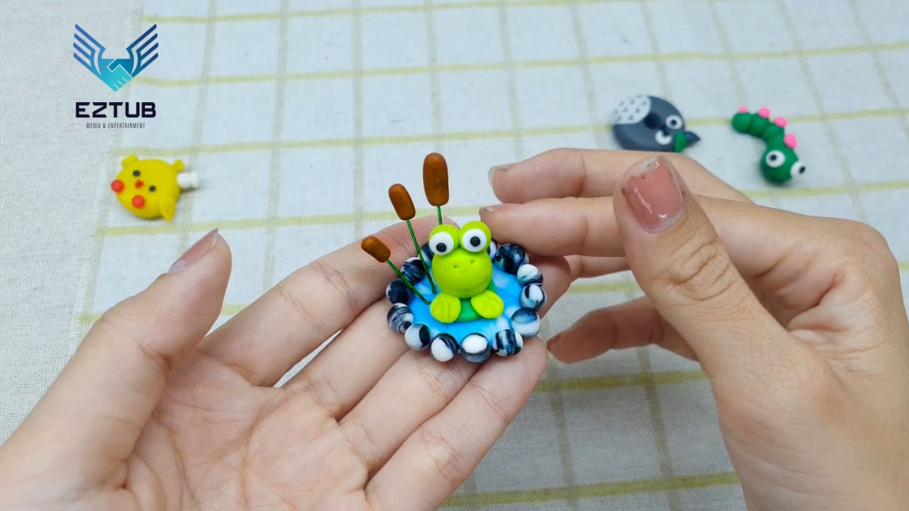 DIY homemade clay frog sitting in the pond | Easy gift ideas - YouTube
