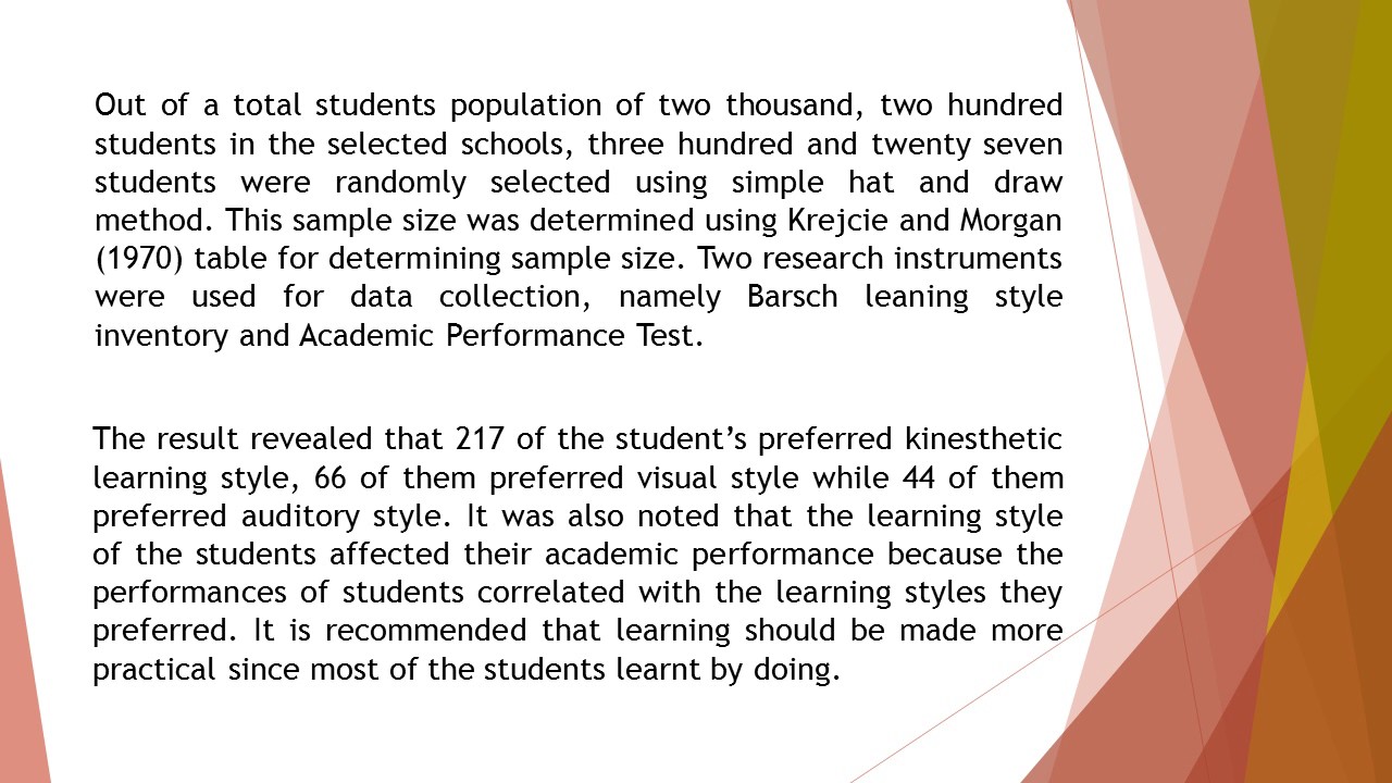 Preference of Learning Styles and its Relationship with Academic ...