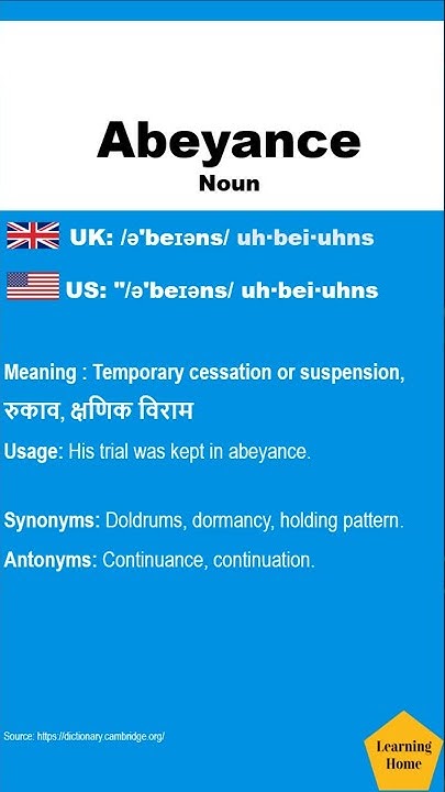 Abeyance meaning pronunciation and synonyms #Shorts - YouTube