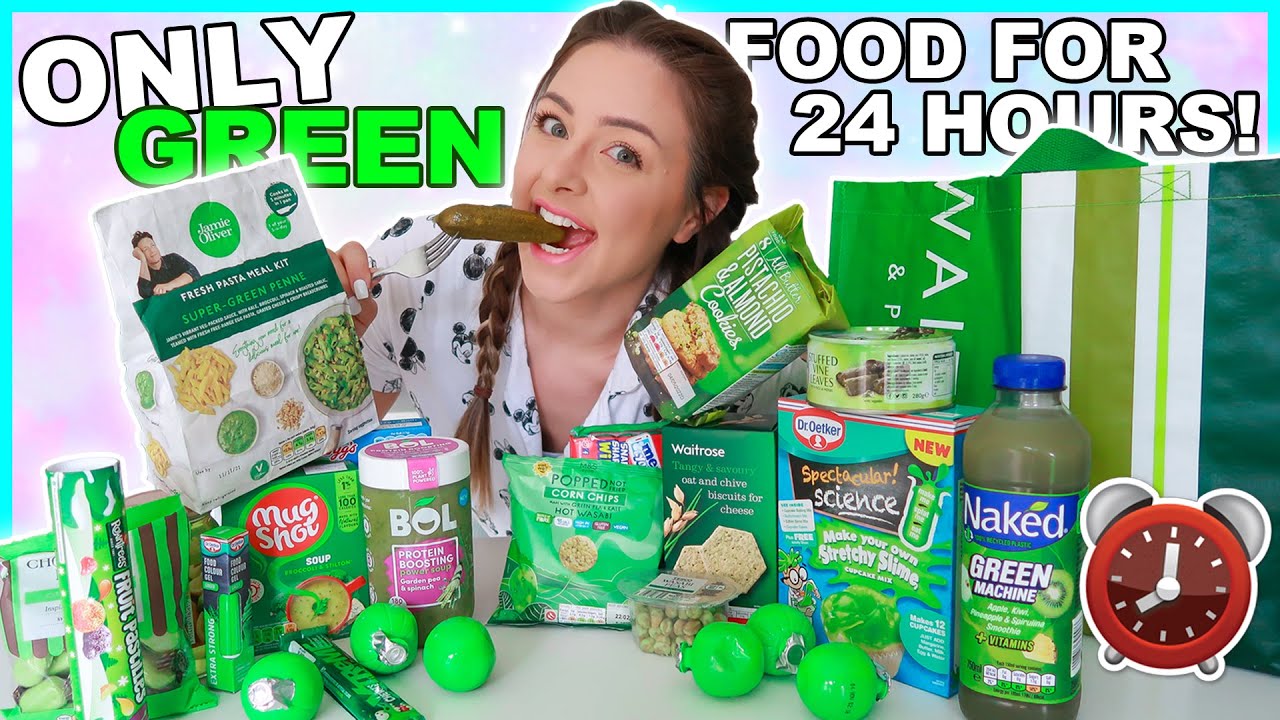 I Only Ate Green Food For 24 Hours! - YouTube