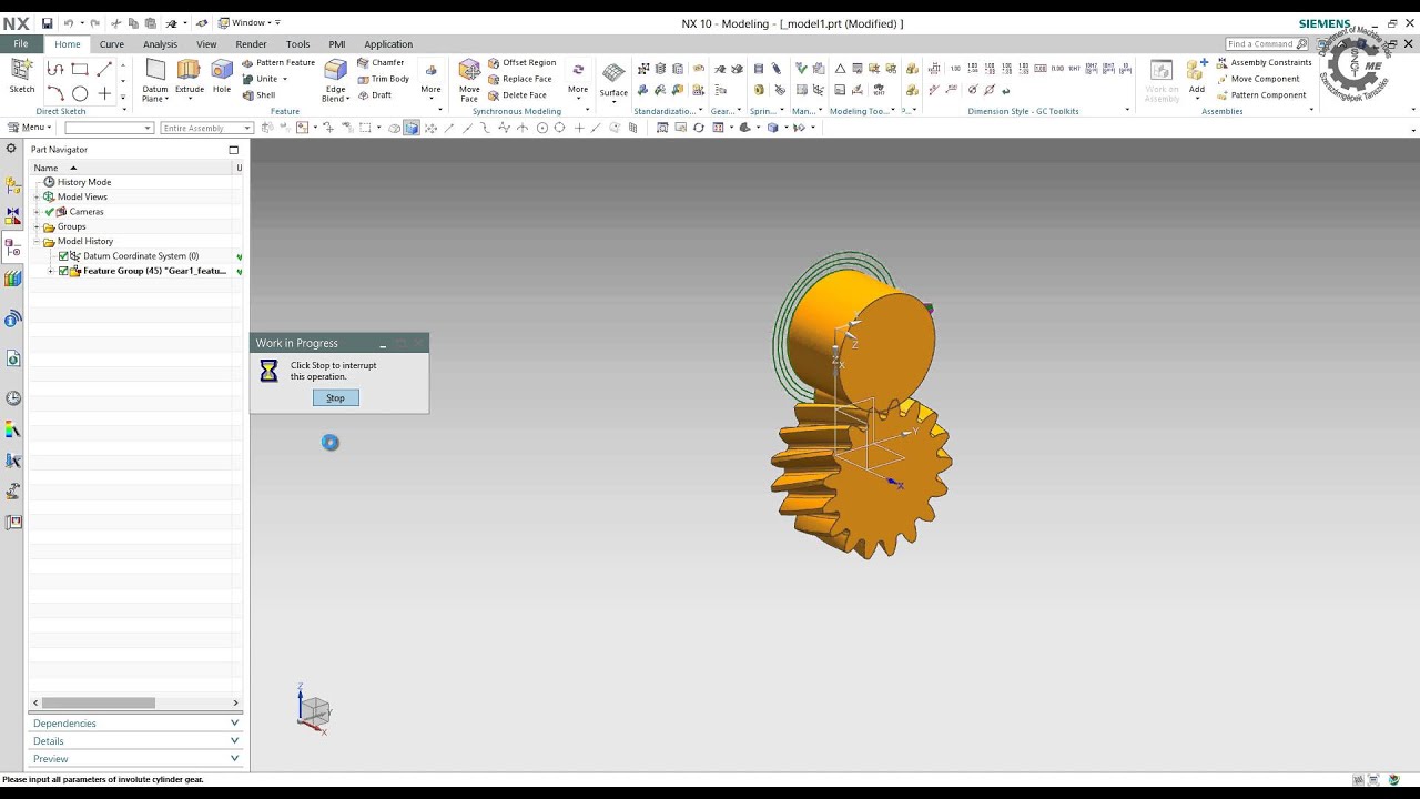 Siemens PLM NX GC Toolkit - Profile Shifted Helical Gear Modeling - YouTube