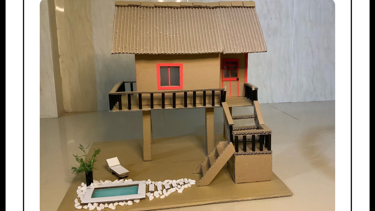 Cardboard house and swimming pool natural diy | build house and ...