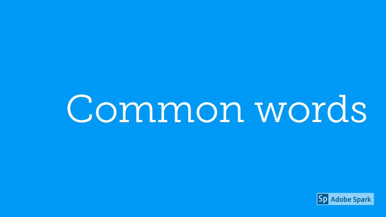 Primary 1 Common Words - YouTube